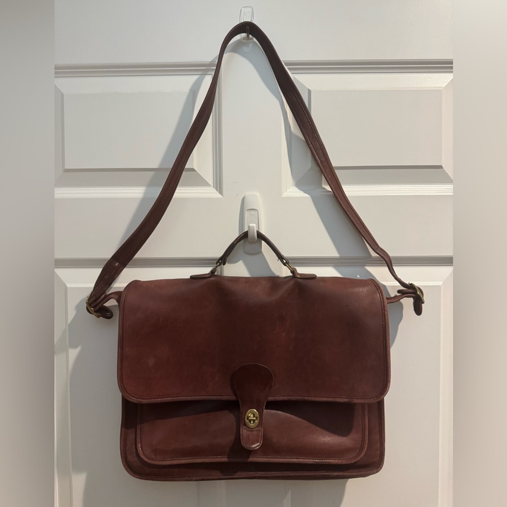Burgundy Brown Vintage Coach Designer Leather Briefca… - Gem